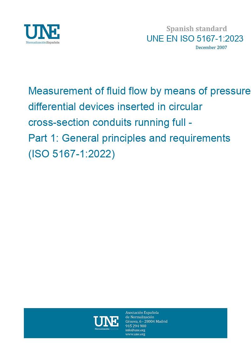 UNE EN ISO 5167-1:2023 Measurement of fluid flow by means of pressure ...