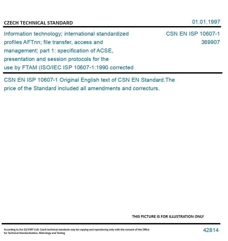 CSN EN ISP 10607-1 - Information technology; international standardized profiles AFTnn; file ...