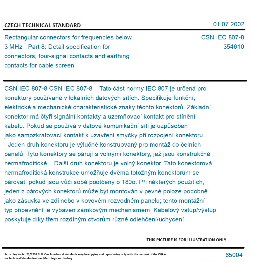 CSN IEC 807-8 - Rectangular connectors for frequencies below 3 MHz ...
