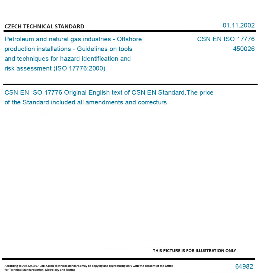 CSN EN ISO 17776 - Petroleum and natural gas industries - Offshore ...