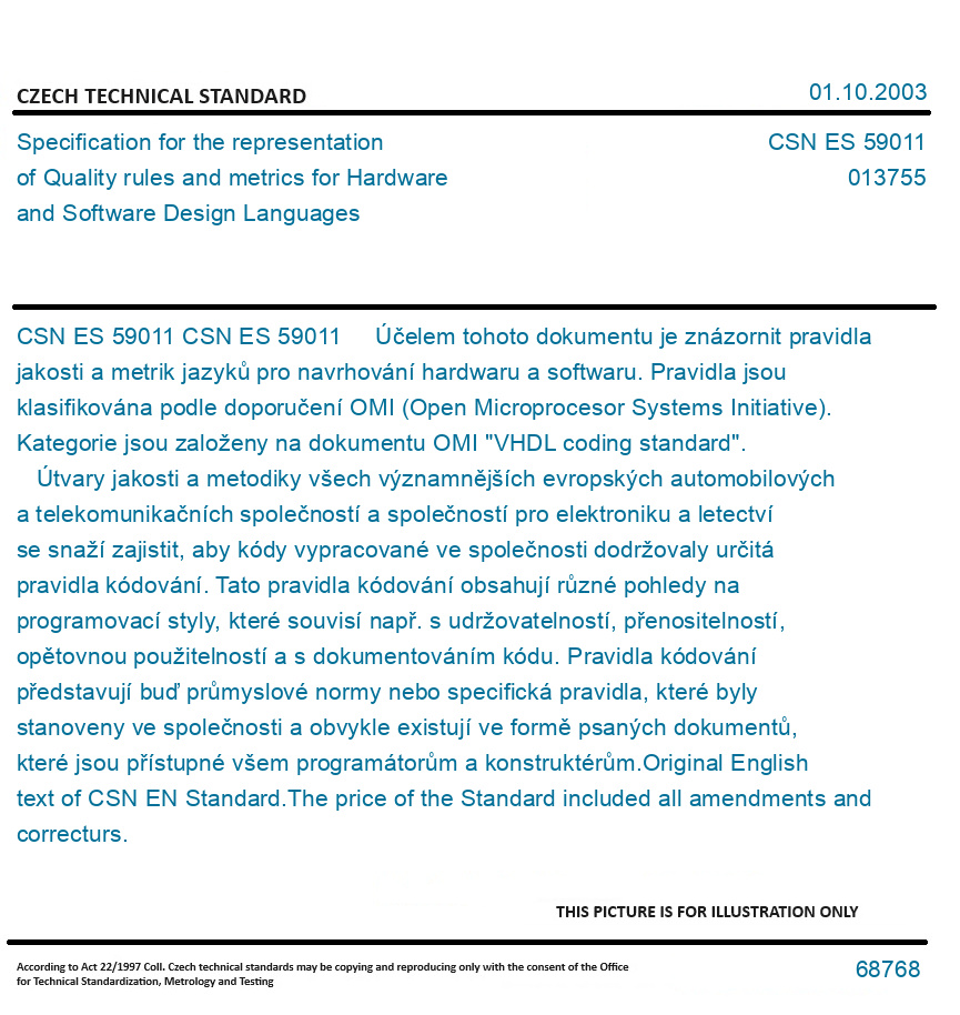 CSN ES 59011 - Specification for the representation of Quality rules ...