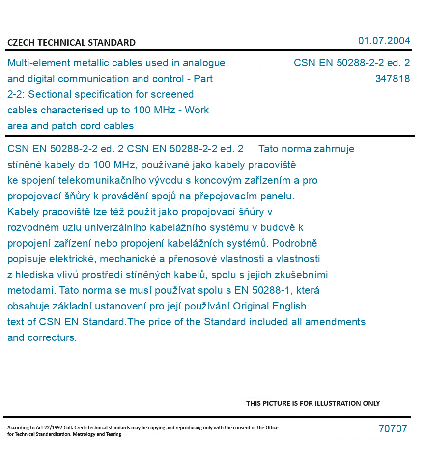 CSN EN 50288-2-2 ed. 2 - Multi-element metallic cables used in analogue ...