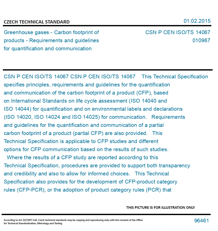 CSN P CEN ISO/TS 14067 - Greenhouse gases - Carbon footprint of ...