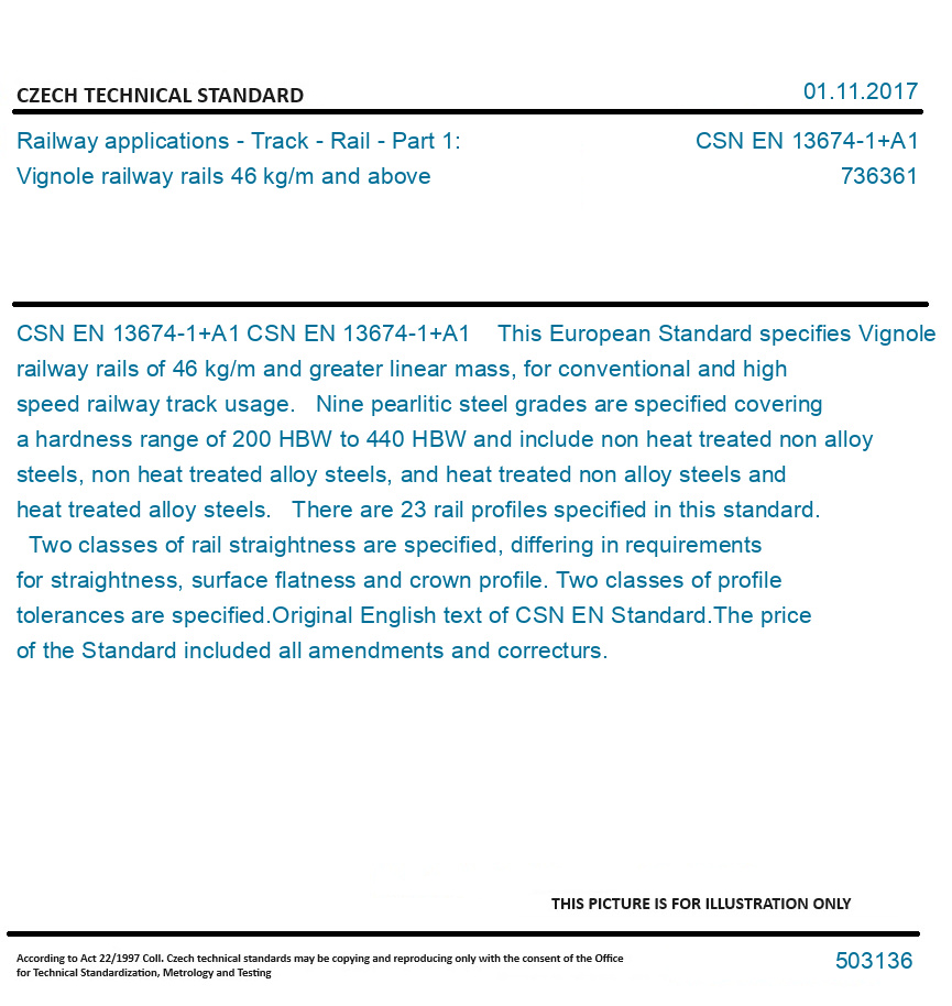 CSN EN 13674-1+A1 - Railway applications - Track - Rail - Part 1 ...