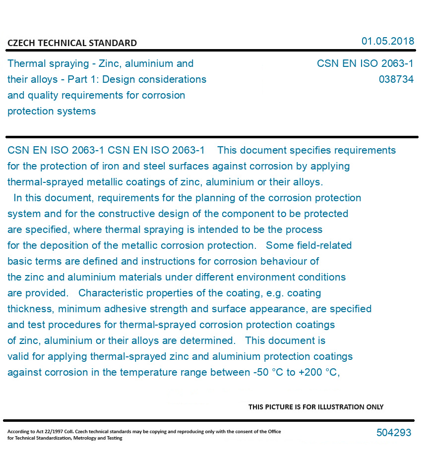 CSN EN ISO 2063-1 - Thermal spraying - Zinc, aluminium and their alloys ...