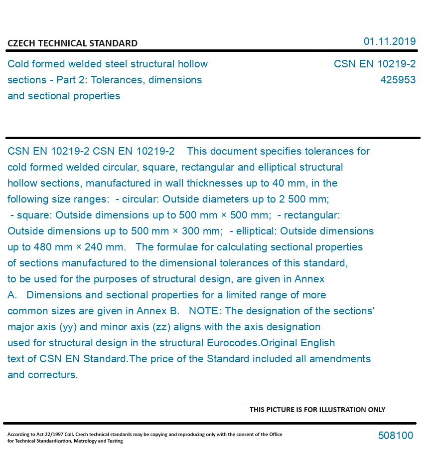 CSN EN 10219-2 - Cold formed welded steel structural hollow sections ...