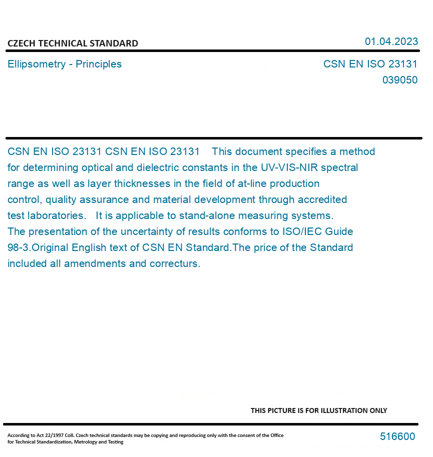 CSN EN ISO 23131 - Ellipsometry - Principles