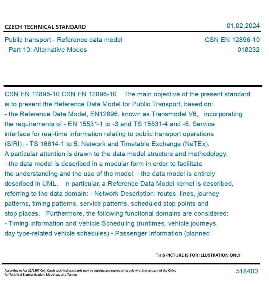 CSN EN 12896-10 - Public transport - Reference data model - Part 10 ...