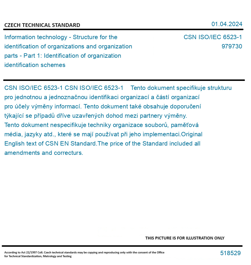 CSN ISO/IEC 6523-1 - Information technology - Structure for the ...