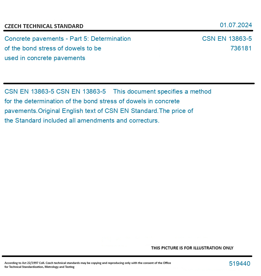 CSN EN 13863-5 - Concrete pavements - Part 5: Determination of the bond ...