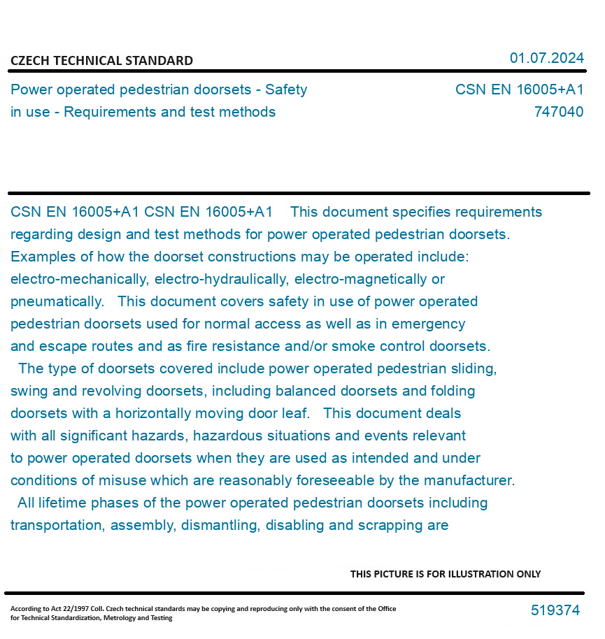 CSN EN 16005+A1 - Power operated pedestrian doorsets - Safety in use ...