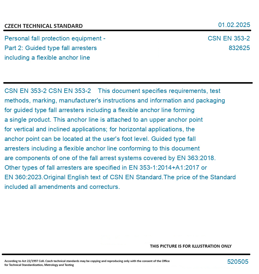 CSN EN 353-2 - Personal fall protection equipment - Part 2: Guided type fall arresters including ...