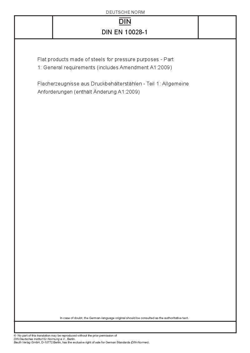 DIN EN 10028-1 - European Standards