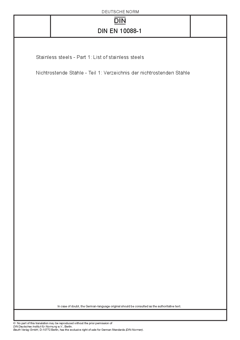 DIN EN 10088-1 - European Standards