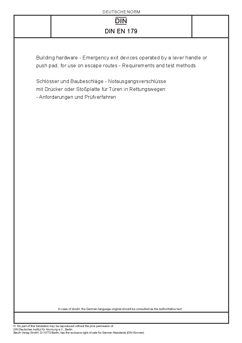 DIN EN 179 - European Standards