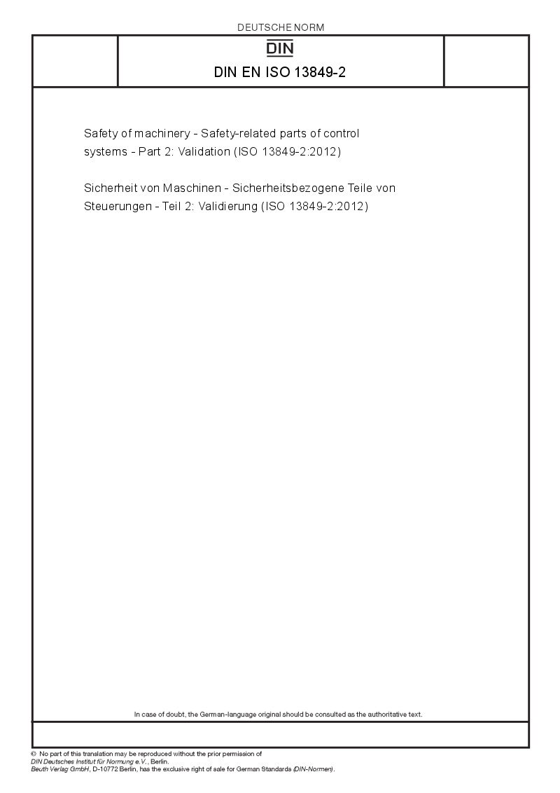 DIN EN ISO 13849-2 - European Standards