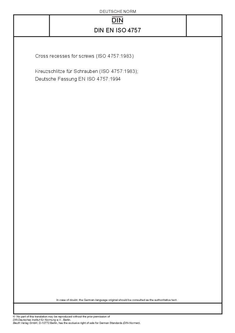 DIN EN ISO 4757 - European Standards