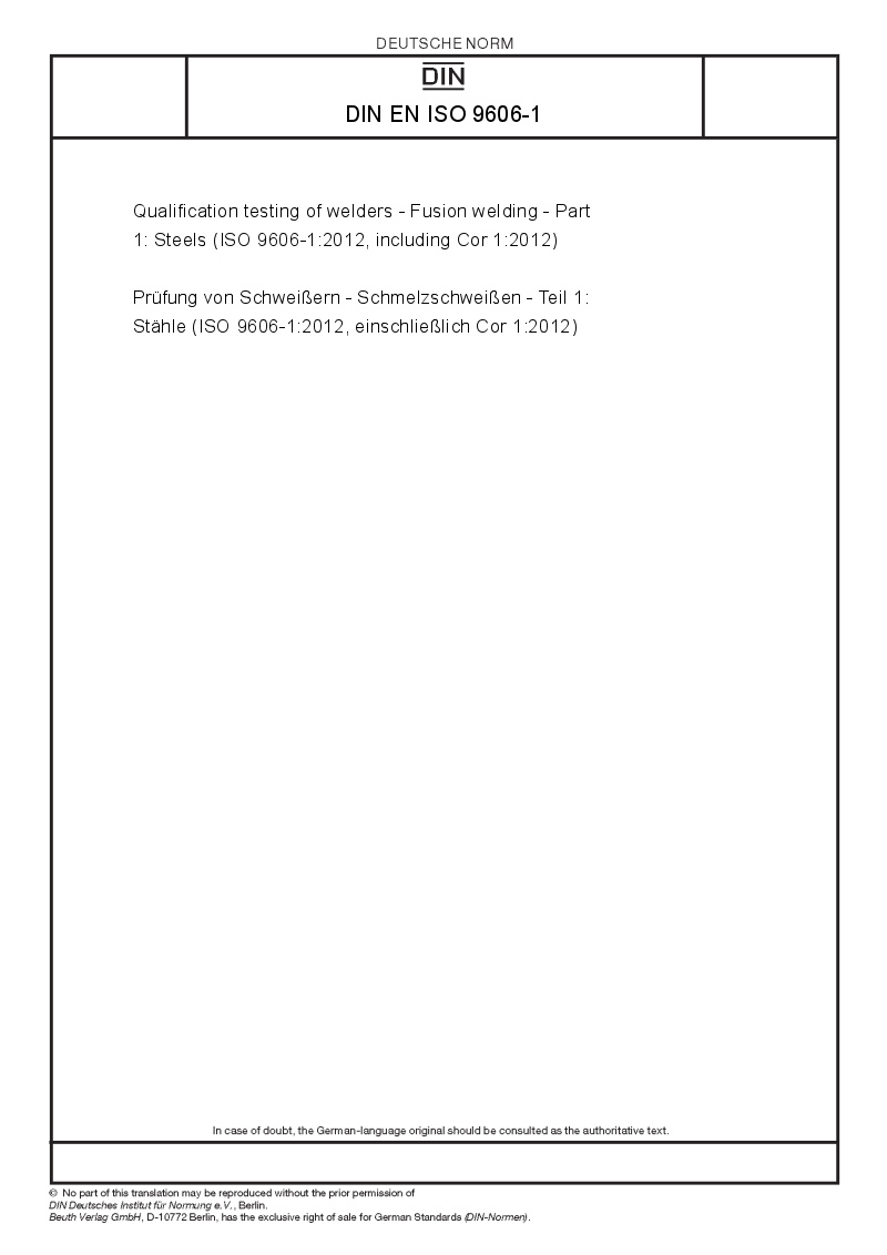 DIN EN ISO 9606-1 - European Standards