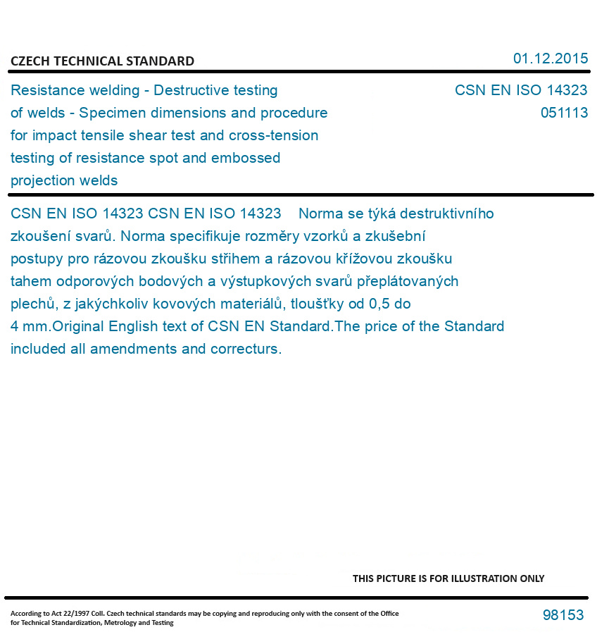 CSN EN ISO 14323 - Resistance welding - Destructive testing of welds ...