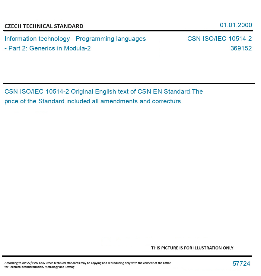 CSN ISO/IEC 10514-2 - Information technology - Programming languages - Part 2: Generics in Modula-2