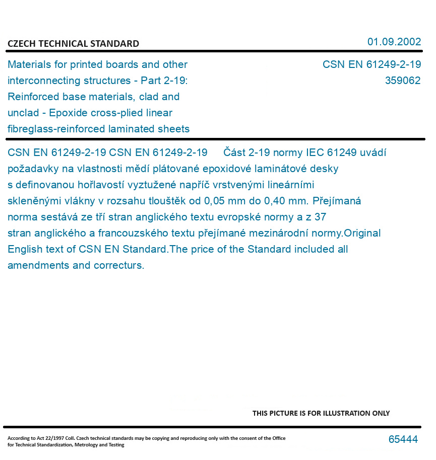 CSN EN 61249-2-19 - Materials for printed boards and other interconnecting structures - Part 2 ...