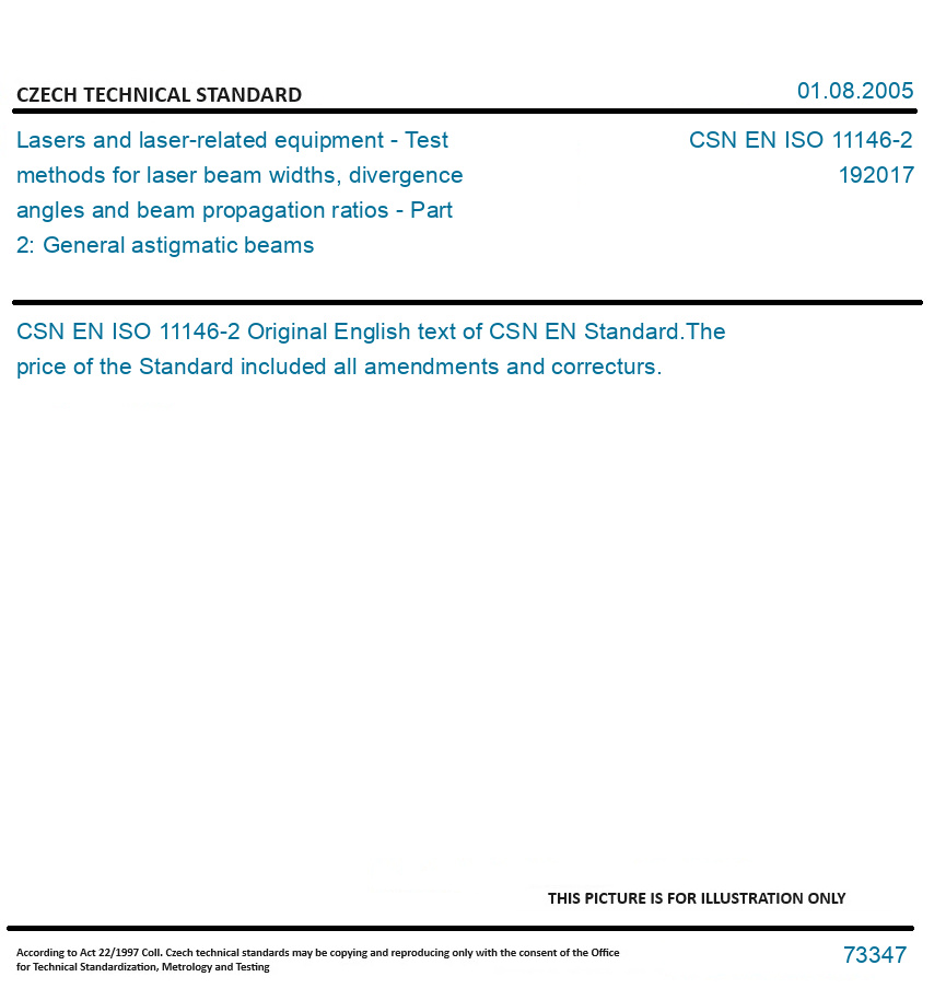 CSN EN ISO 11146-2 - Lasers and laser-related equipment - Test methods ...
