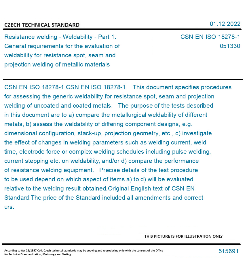 CSN EN ISO 18278-1 - Resistance welding - Weldability - Part 1: General ...