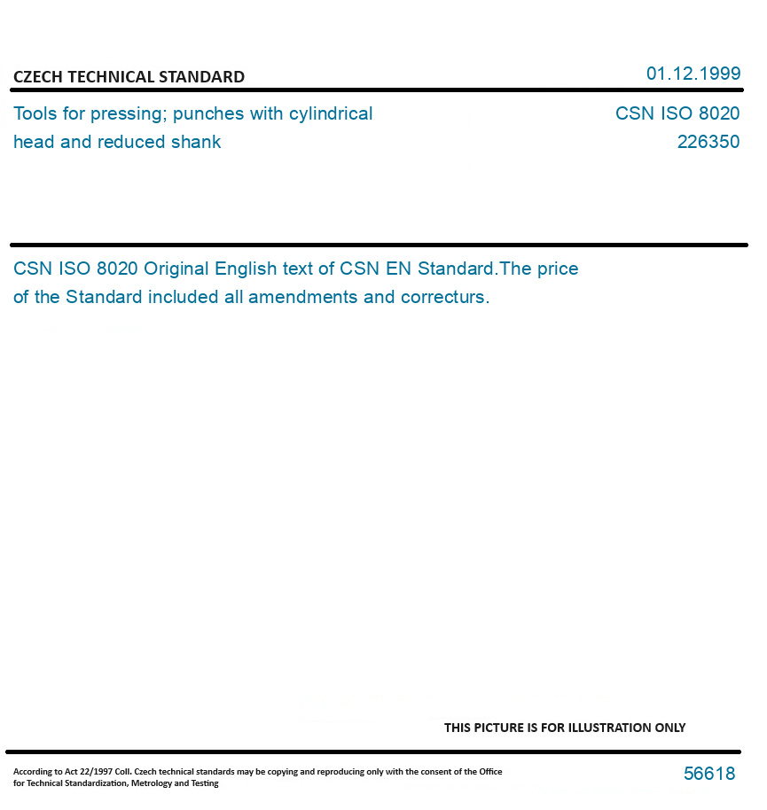 CSN ISO 8020 - Tools for pressing; punches with cylindrical head and ...