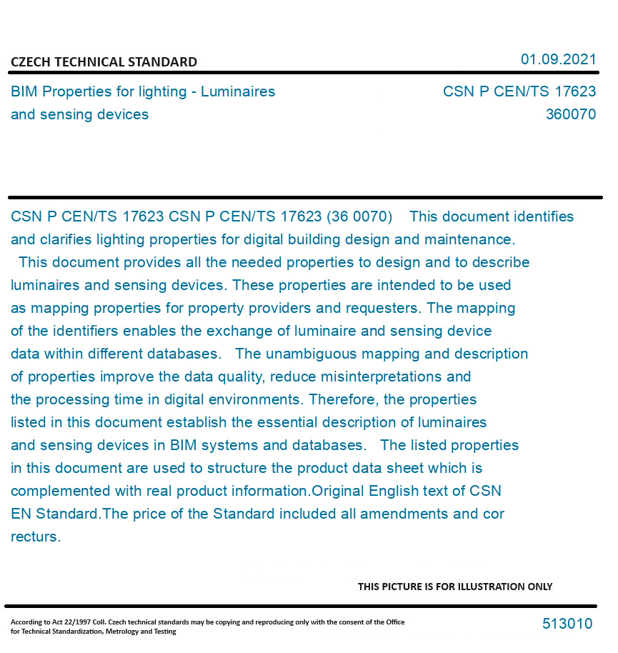 CSN P CEN/TS 17623 - BIM Properties for lighting - Luminaires and ...