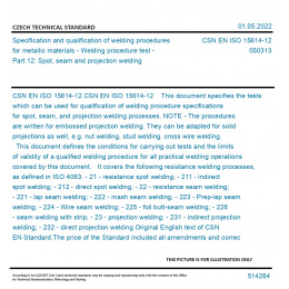 CSN EN ISO 15614-12 - Specification and qualification of welding procedures for metallic ...
