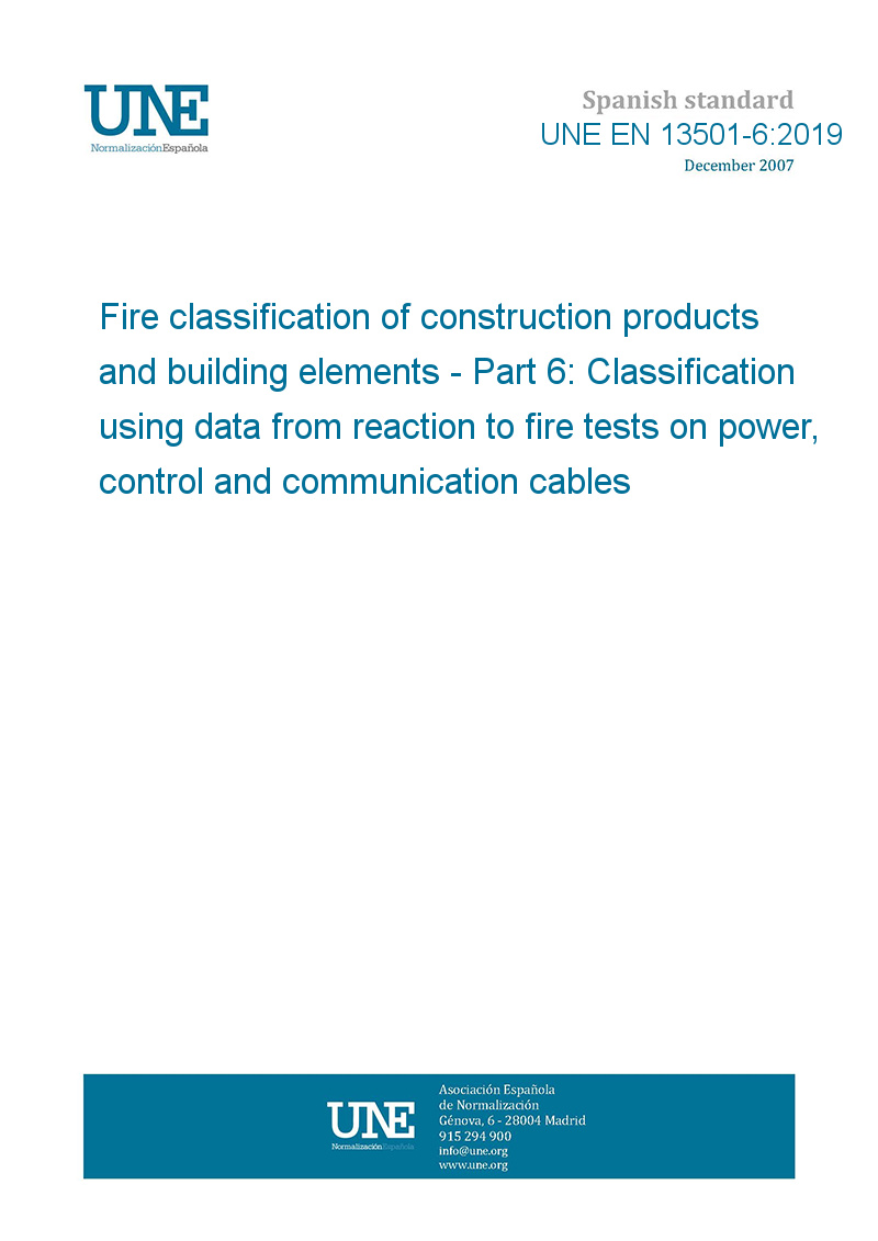 UNE EN 13501-6:2019 Fire classification of construction products and ...