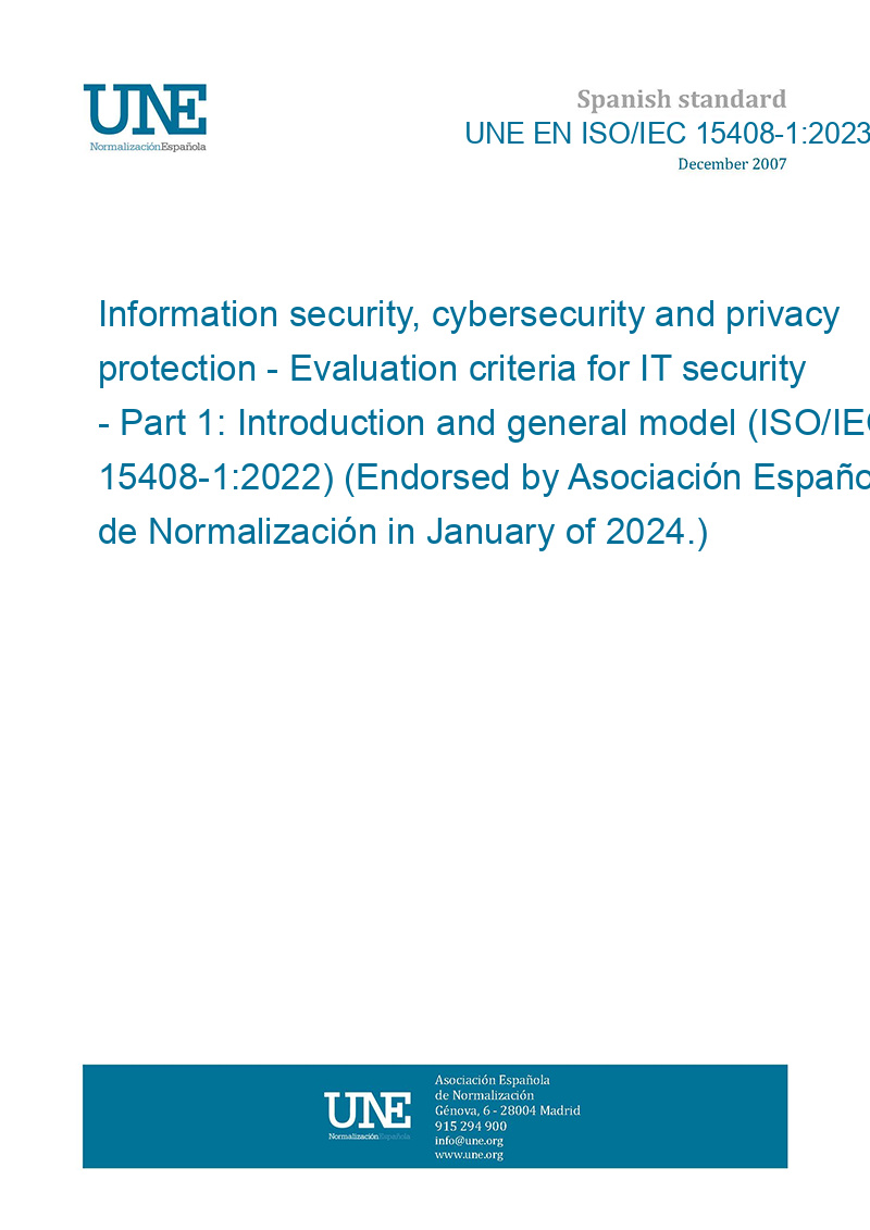 UNE EN ISO/IEC 15408-1:2023 Information security, cybersecurity and privacy protection ...