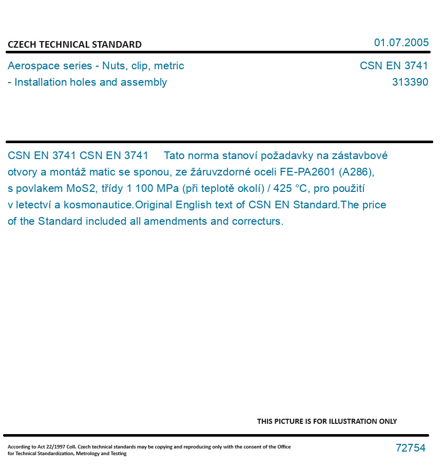 CSN EN 3741 - Aerospace series - Nuts, clip, metric - Installation ...