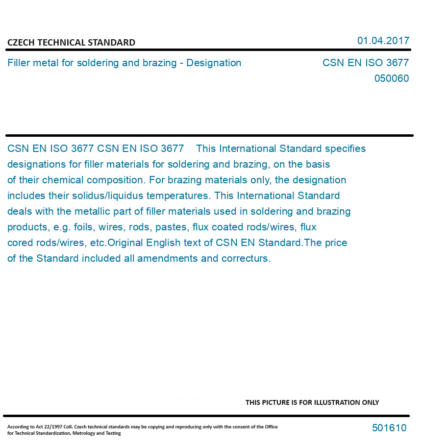 CSN EN ISO 3677 - Filler metal for soldering and brazing - Designation