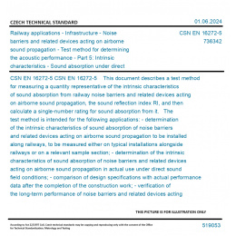 CSN EN 16272-5 - Railway applications - Infrastructure - Noise barriers and related devices ...