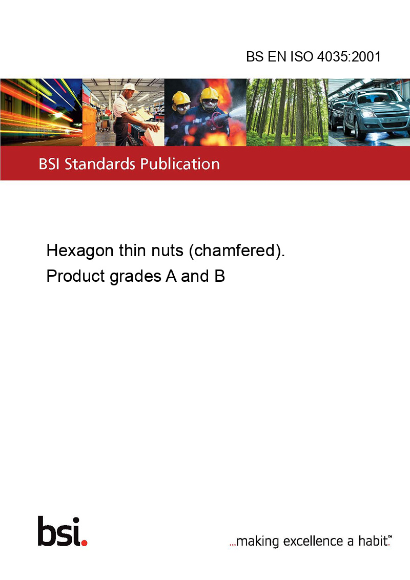 BS EN ISO 4035:2001 Hexagon thin nuts (chamfered). Product grades A and B