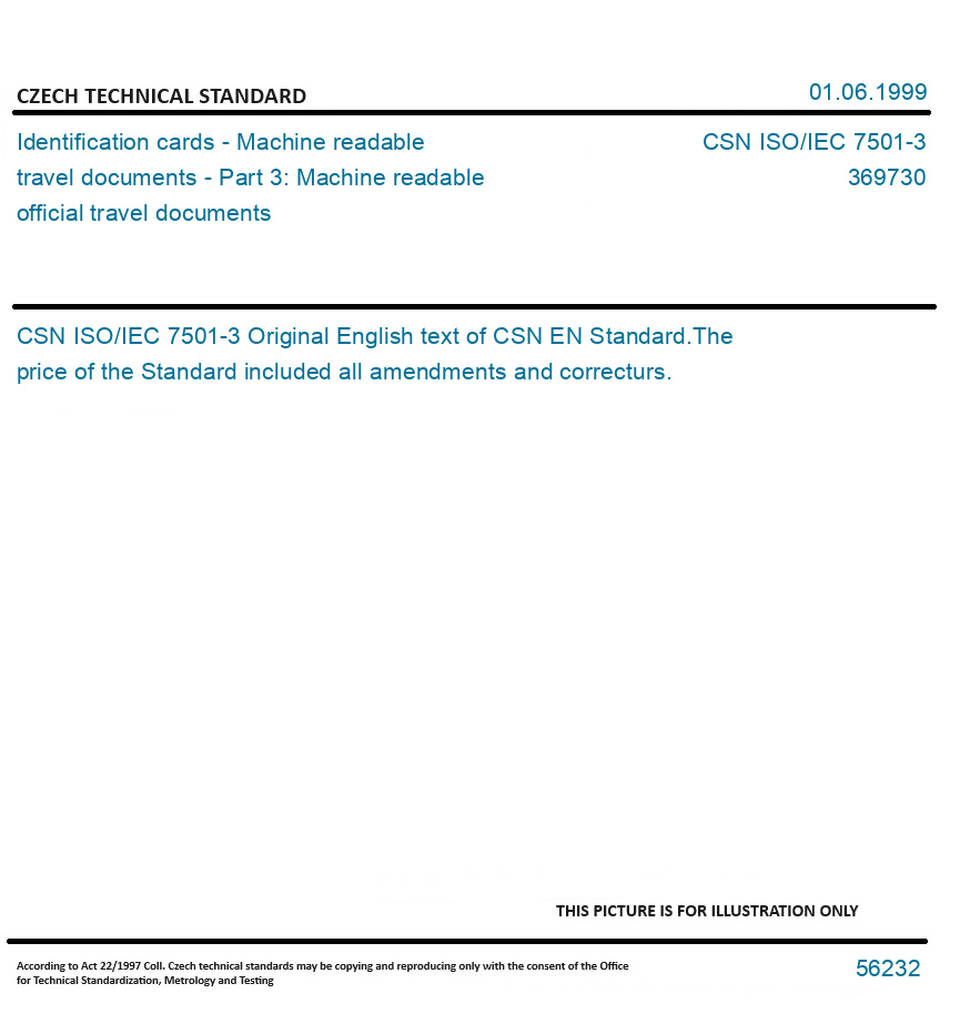 CSN ISO/IEC 7501-3 - Identification cards - Machine readable travel ...
