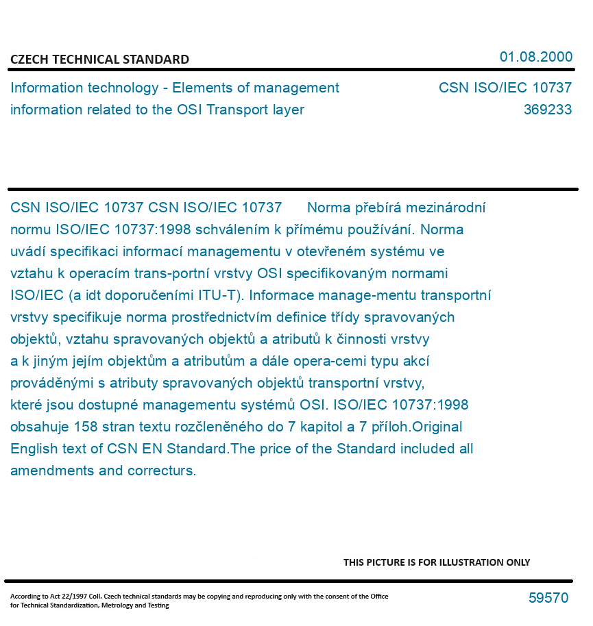 CSN ISO/IEC 10737 - Information technology - Elements of management ...