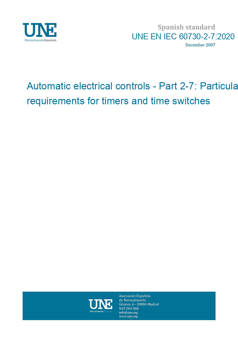 UNE EN IEC 60730-2-7:2020 Automatic electrical controls - Part 2-7 ...