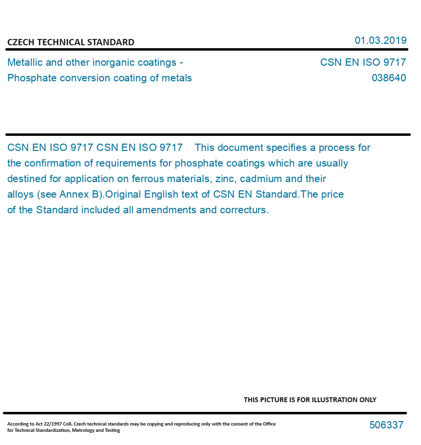 CSN EN ISO 9717 - Metallic and other inorganic coatings - Phosphate ...