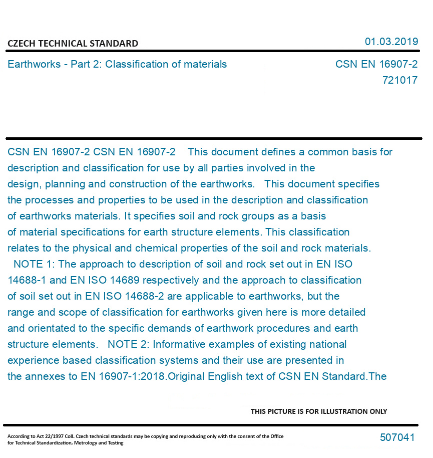 CSN EN 16907-2 - Earthworks - Part 2: Classification of materials