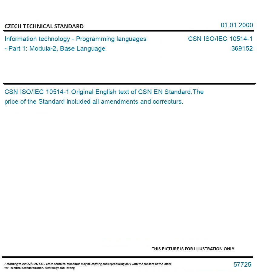 CSN ISO/IEC 10514-1 - Information technology - Programming languages - Part 1: Modula-2, Base ...