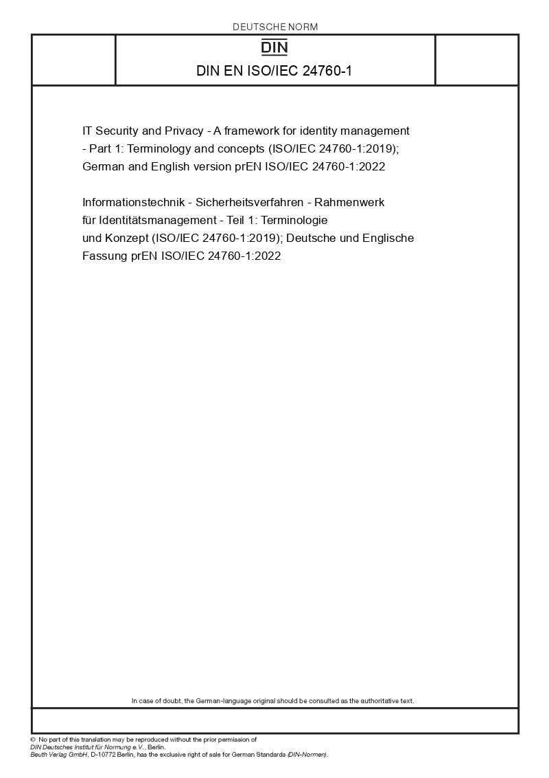DIN EN ISO/IEC 24760-1 - European Standards