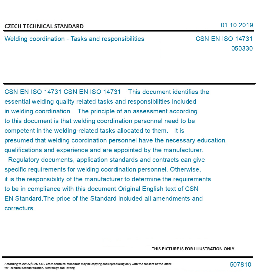 CSN EN ISO 14731 - Welding coordination - Tasks and responsibilities