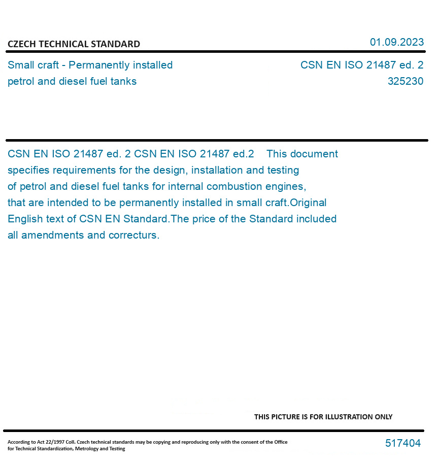 CSN EN ISO 21487 ed. 2 - Small craft - Permanently installed petrol and ...