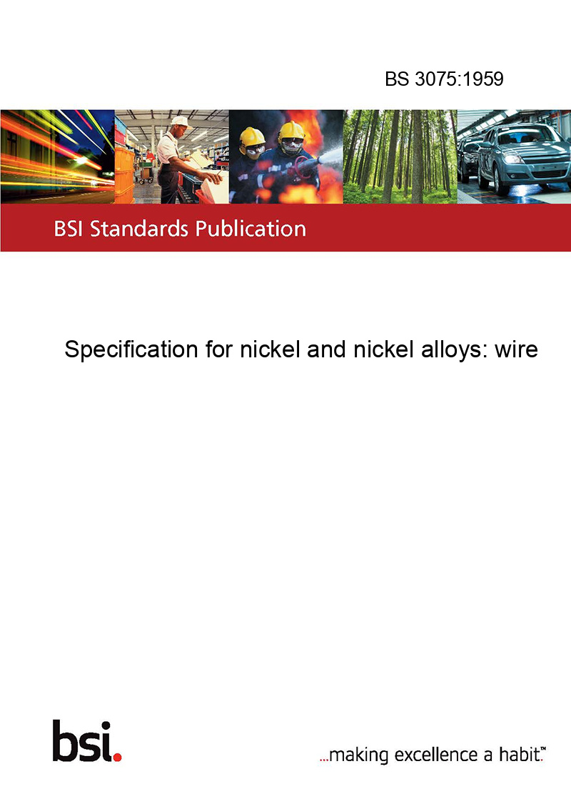 BS 3075:1959 Specification for nickel and nickel alloys: wire