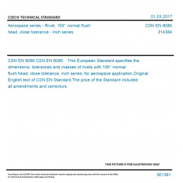 CSN EN 6080 - Aerospace series - Rivet, 100° normal flush head, close ...