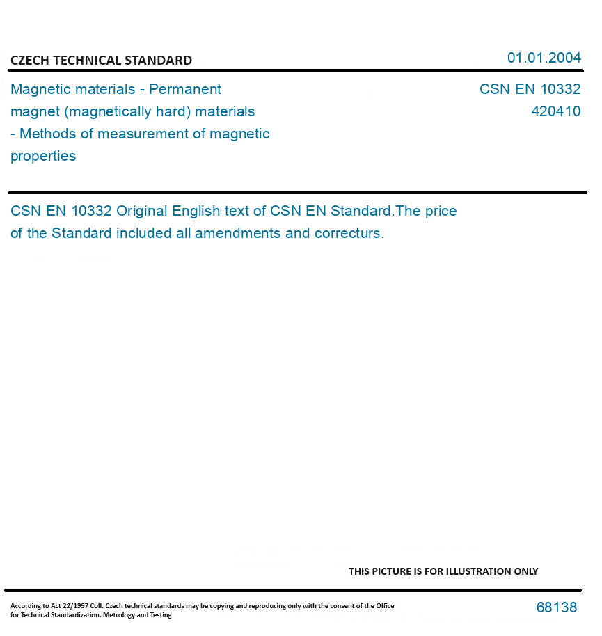 CSN EN 10332 - Magnetic materials - Permanent magnet (magnetically hard ...