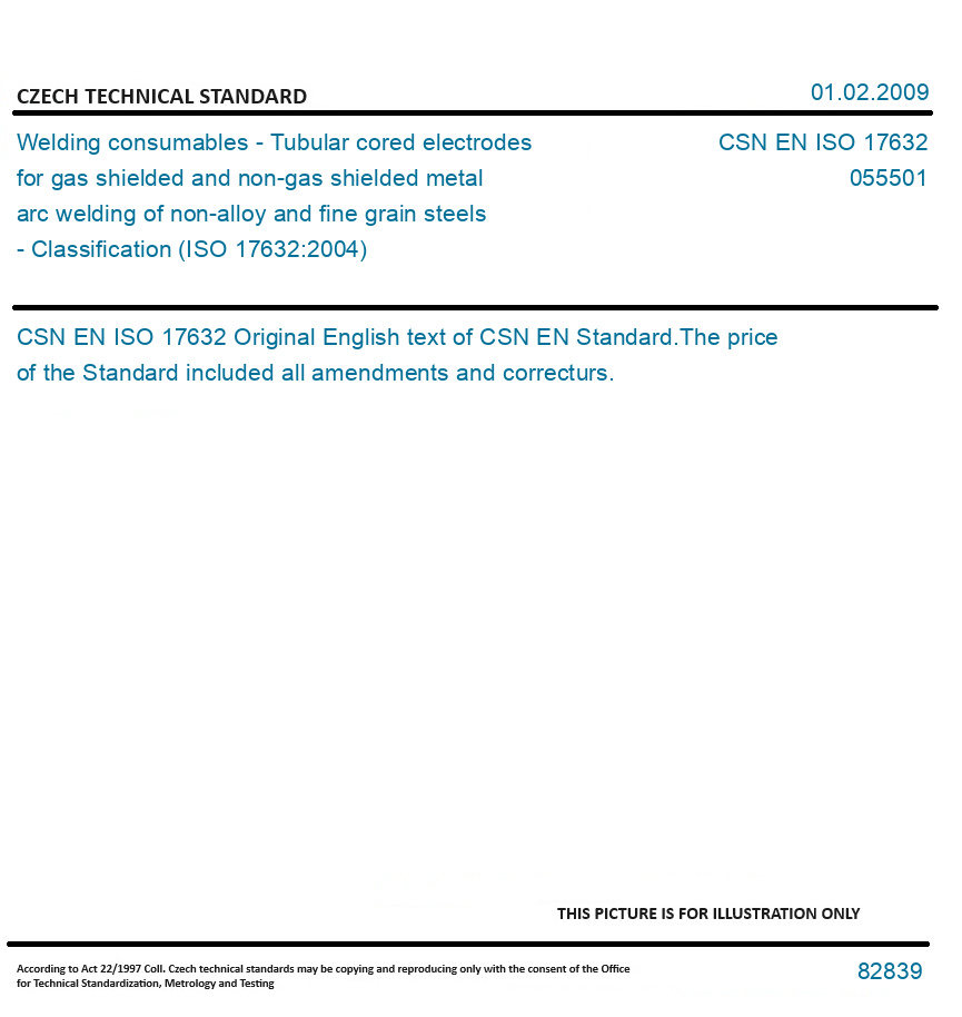 CSN EN ISO 17632 - Welding consumables - Tubular cored electrodes for ...