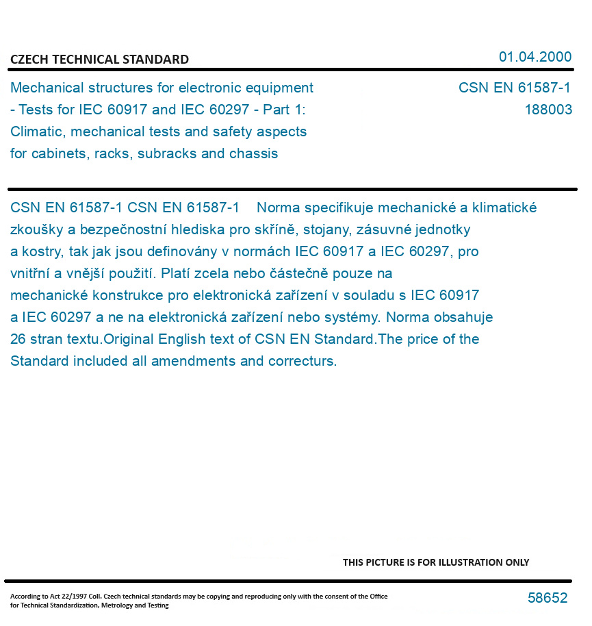 CSN EN 61587-1 - Mechanical structures for electronic equipment - Tests ...